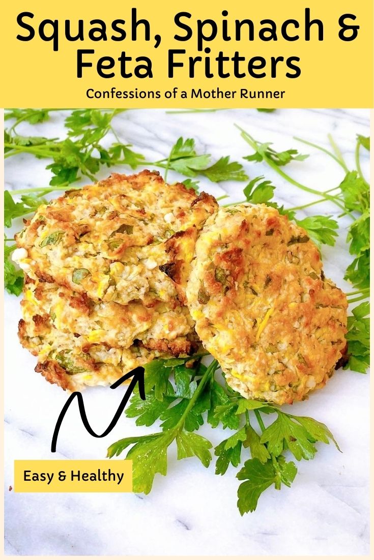 healthy squash, spinach and feta fritters Meatless Monday