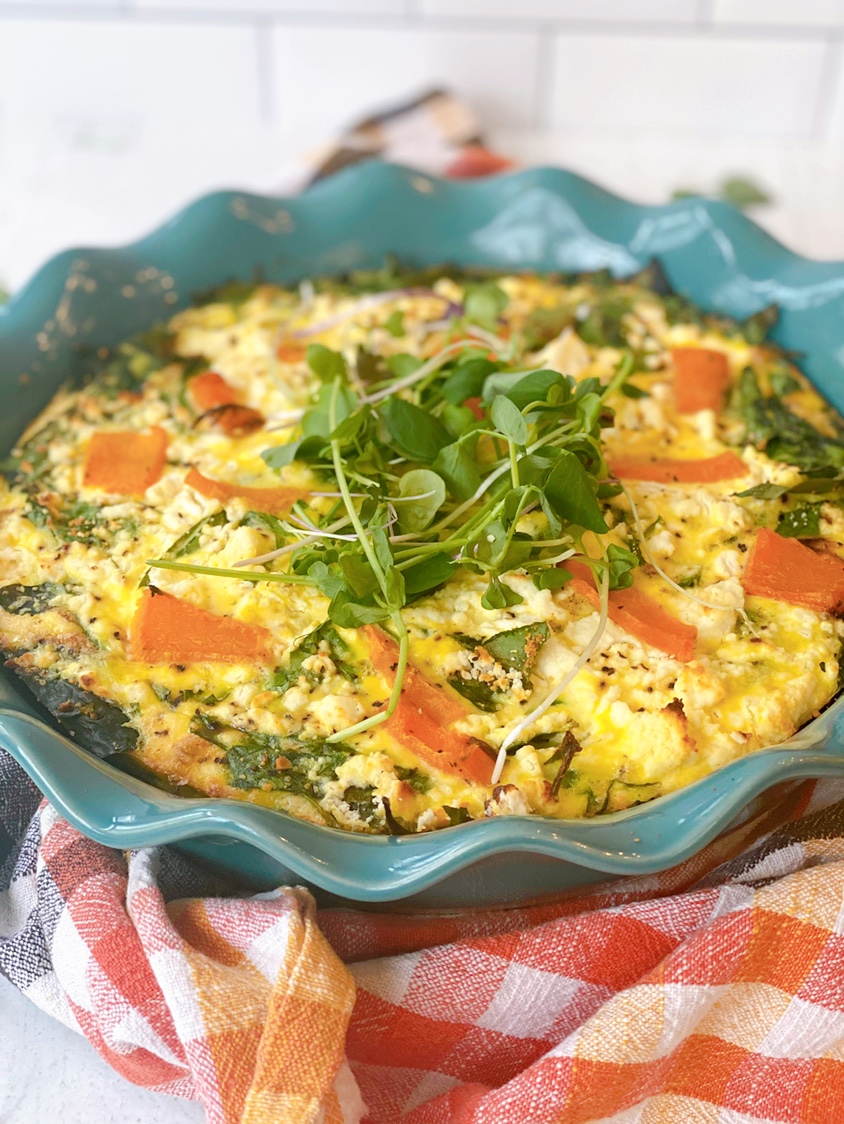 Easy Squash, Spinach & Goat Cheese Breakfast Casserole