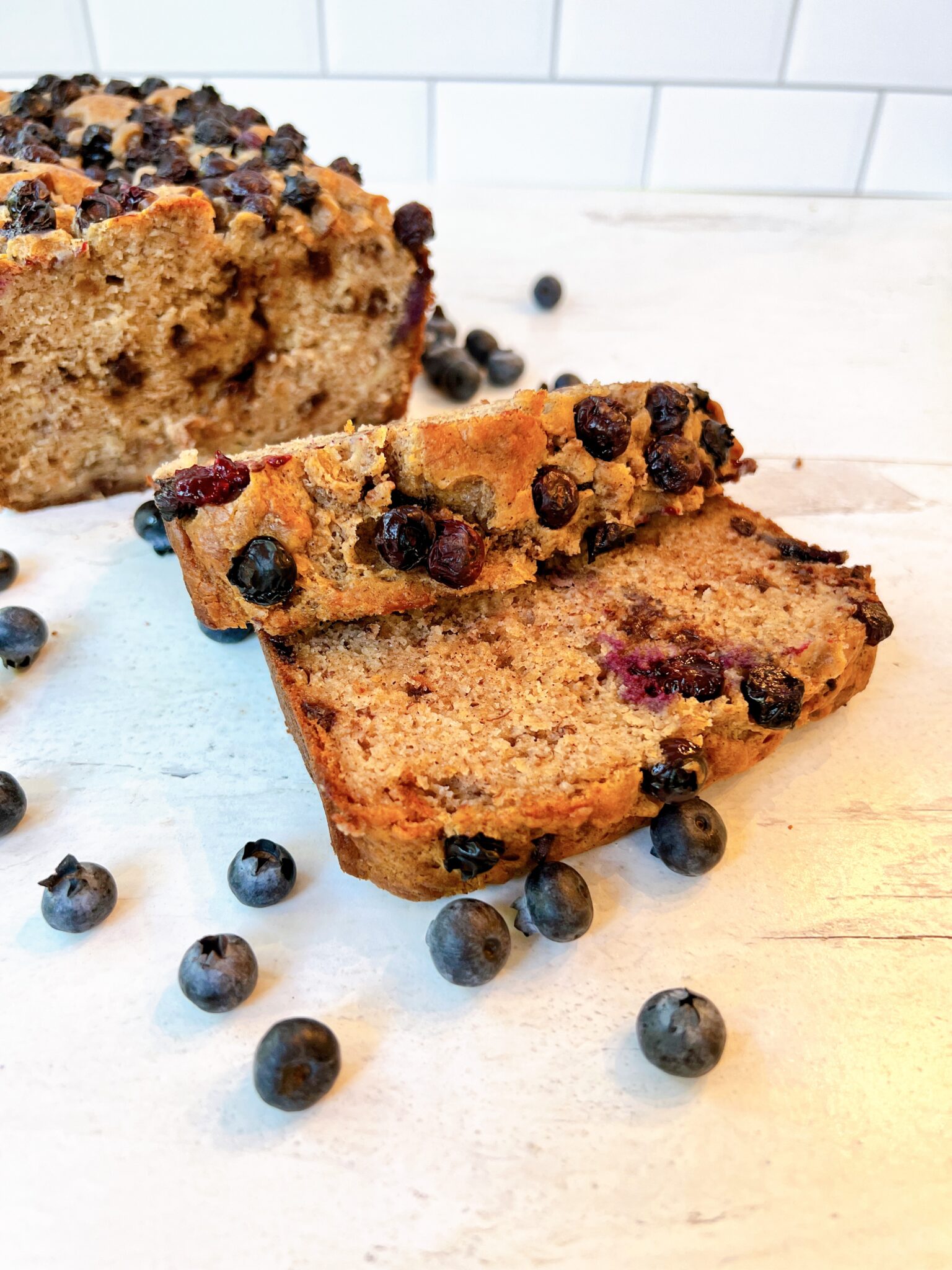 Lower Sugar Banana Blueberry Muffin Loaf