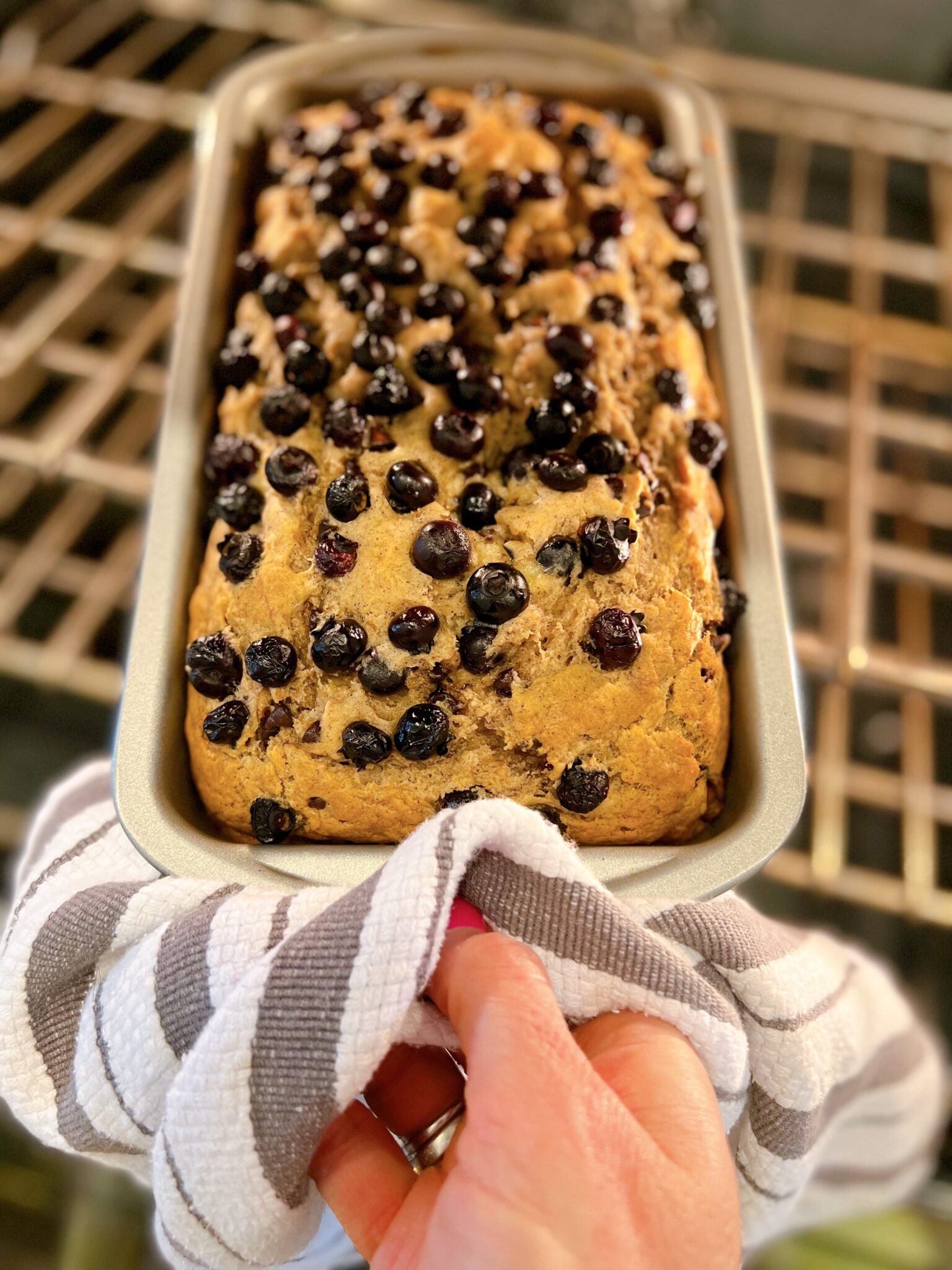 Lower Sugar Banana Blueberry Muffin Loaf